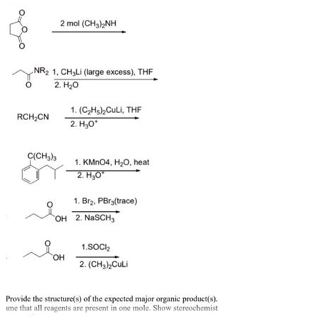 2 mol (CH3)2NH NR2 1, CH3Li (large excess), THE 2. | Chegg.com