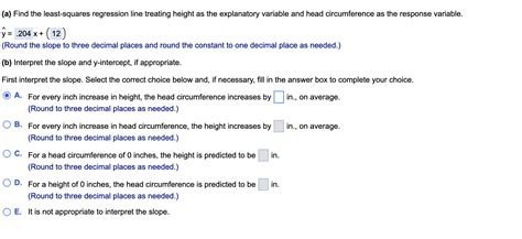 Solved A Find The Least Squares Regression Line Treating