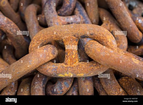 Rusty Iron Chains In Detail Stock Photo Alamy