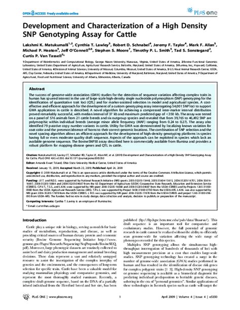 Pdf Development And Characterization Of A High Density Snp Genotyping