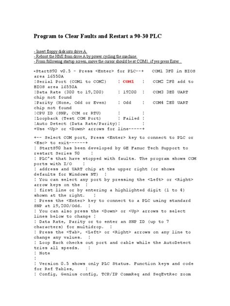 program to clear faults and restart a 90 30 plc pdf