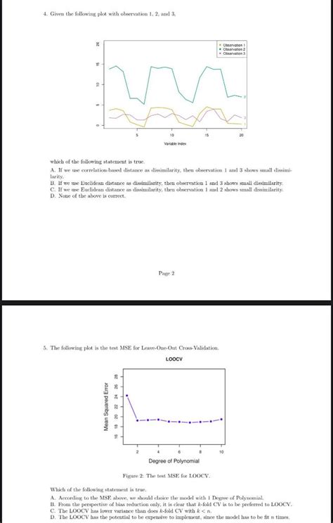 Solved 4 Given The Following Plot With Observation 1 2
