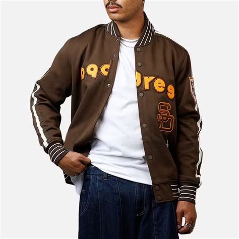 Mlb Double Knit Brown San Diego Padres Logo Game Day Jacket