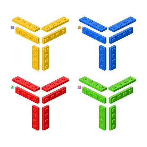 3d set of colored constructor kit in isometry long elements vector
