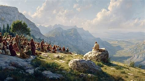 Jesus Christ Teaching Sermon On The Mount To Disciples Stock Image
