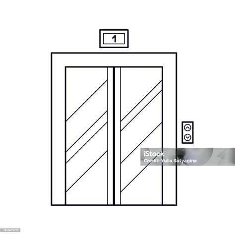 집 엘리베이터 교통 라인 아트를위한 문 리프트 사람과 화물의 이동을위한 철 오두막 전기 세빈을 위아래로 벡터 선 그림 라인아트에 대한 스톡 벡터 아트 및 기타 이미지