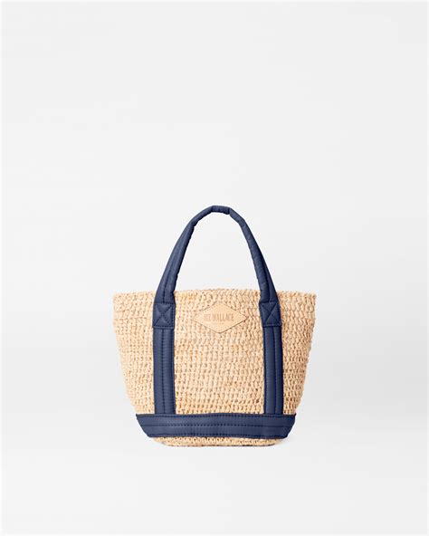 Raffia Navy Mini Raffia Tote