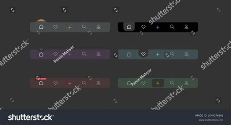 mobile dark flat navigation bar ui stock vector royalty free