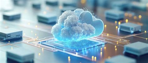 Cloud Technology 3d Illustration Of Cloud Migration File Integration And Fast Data Transfer