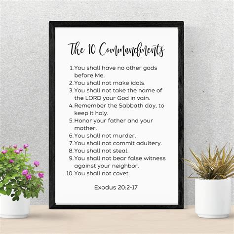 The 10 Commandments Exodus 202 17 Bible Verse Wall Art Poster