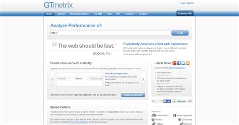 「gtmetrix」ウェブサイトの速度チェックができるwebサービス