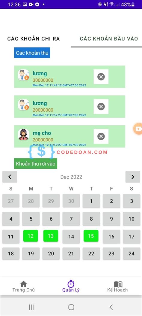 lập trình android app quản lý chi tiêu cá nhân full code báo cáo ngôn ngữ java sàn giao