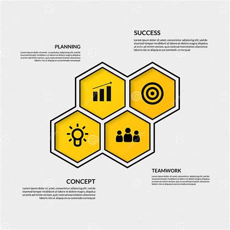 Hexagon Infographic With Four Optional Outline Data Communication For Business Report Stock
