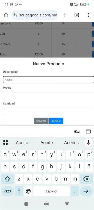 Crud Con Apps Script Html Y Css Ejecución Desde Un Teléfono Móvil
