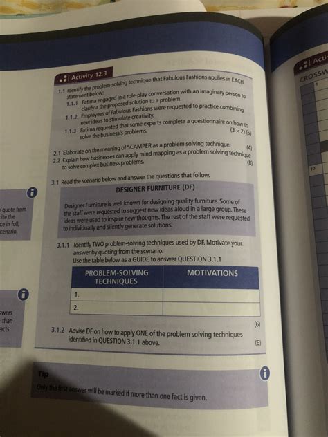 Activity 123 Identify The Problem Solving Technique That Fabulous Fashi