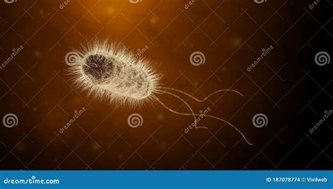 Bacterium On A Dark Orange Blurred Background Stock Illustration