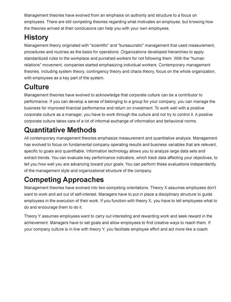 management theory lecture notes 1 29 management theories have