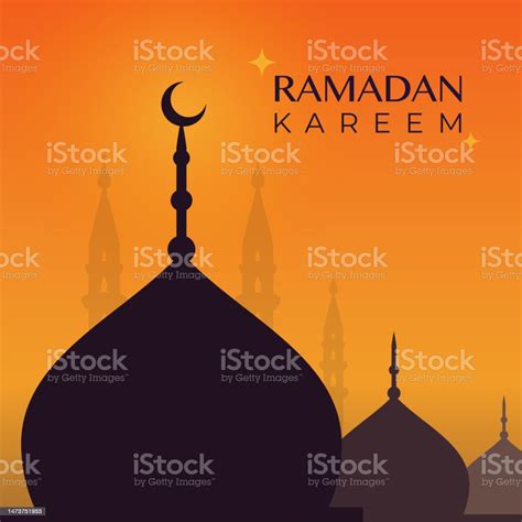 라마단 카림 모스크 돔 달 별이 있는 일몰 스카이라인 벡터 일러스트 레이 션 평면 디자인 0명에 대한 스톡 벡터 아트 및 기타 이미지 Istock