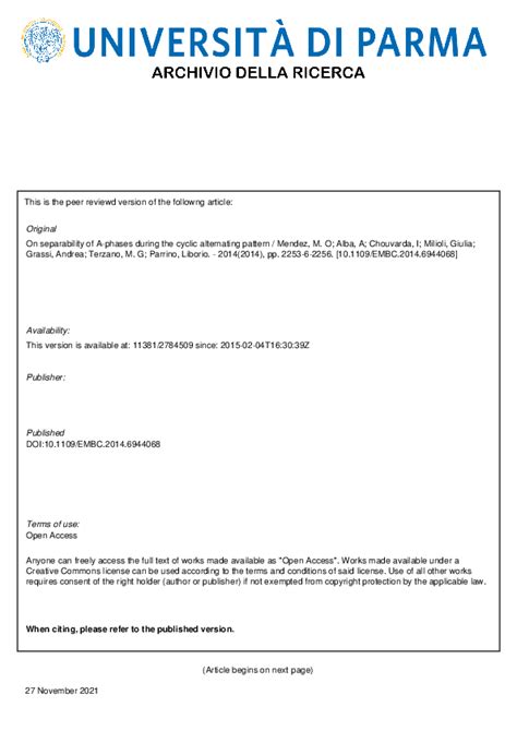 Pdf On Separability Of A Phases During The Cyclic Alternating Pattern