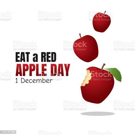 빨간 사과의 날 벡터 일러스트레이션을 먹는다 인사말 카드 포스터 및 배너에 적합합니다 가을에 대한 스톡 벡터 아트 및 기타
