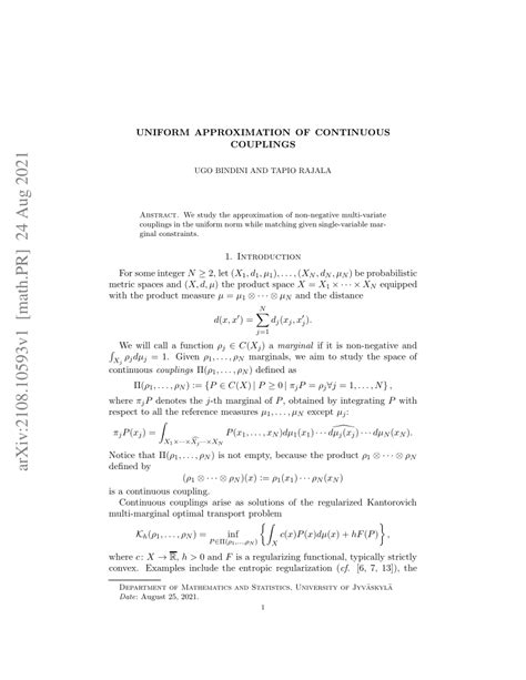 pdf uniform approximation of continuous couplings