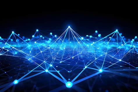 Futuristic Digital Network Visualization With Blue Nodes Tech Background For Websites Stock