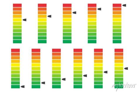 Color Coded Progress Level Indicator With Units Vector Illustartion