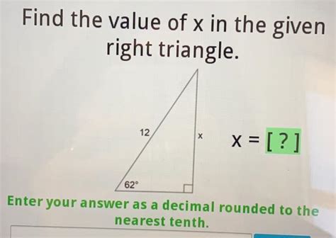 find the value of x in the given right triangle x [] enter your