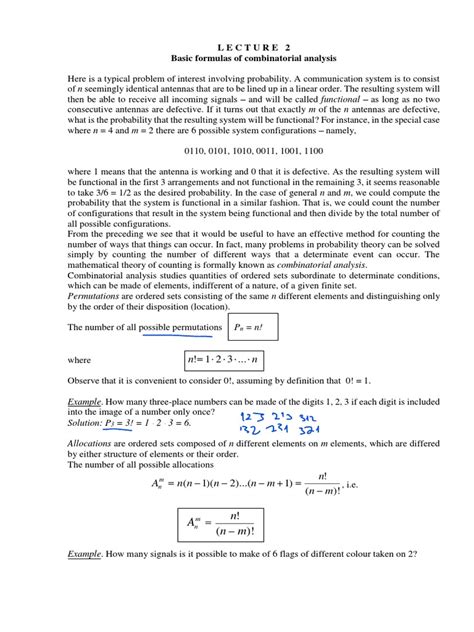 Lecture 2 Stat 2022 Pdf Combinatorics Mathematical Analysis