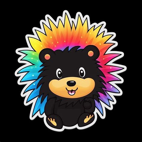 Un Erizo De Dibujos Animados Con Un Mohawk Arcoíris En La Cabeza Foto Premium