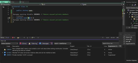 Error List Not Showing Suppressed Diagnostics Issue Dotnet Roslyn GitHub