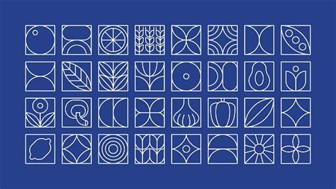 기하학적 인 음식 패턴입니다 미니멀 리니어 천연 유기농 과일 채소 식물 모양 브랜드 아이덴티티 디자인 벡터 단순 집합 0명에 대한 스톡 벡터 아트 및 기타 이미지 Istock