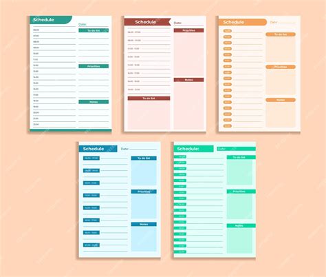 플래너 템플릿 데일리 플래너 주간 플래너 월간 플래너 세트 프리미엄 벡터