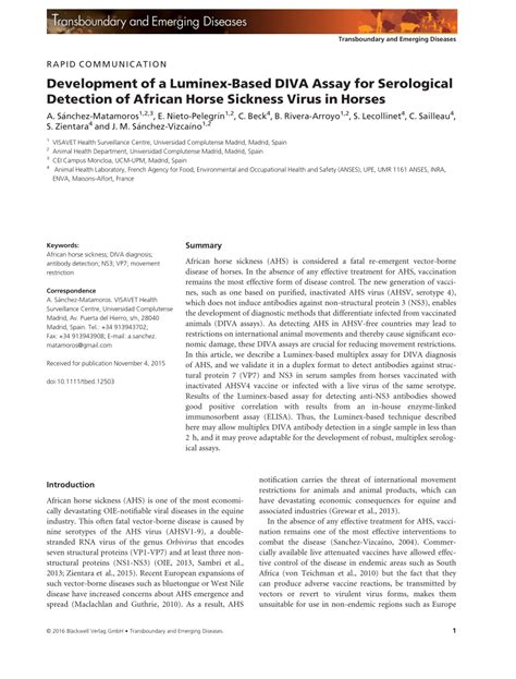 Pdf Development Of A Luminex Based Diva Assay For Serological