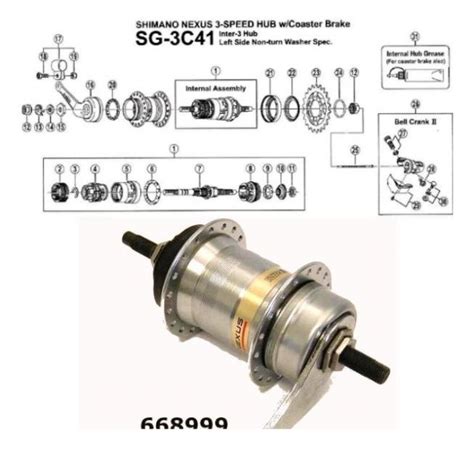 Shimano Naaf nexus sg-3c41 coasterbr. model: 2004 groep: nexus 3 36 ...