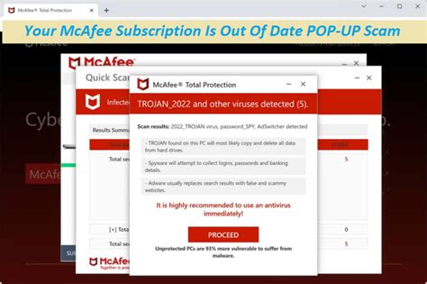 how to remove your mcafee subscription is out of date pop up scam from