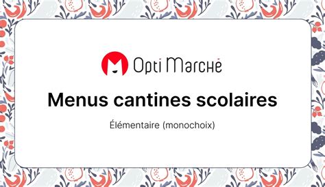 Menus Cantine Scolaire Septembre à Décembre 2024 Gratuit