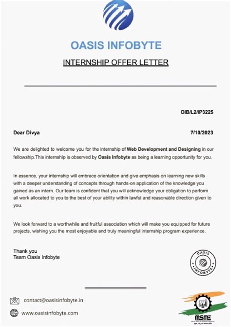 Divya Jain On Linkedin Oasisinfobyte Connections Internship Opportunity