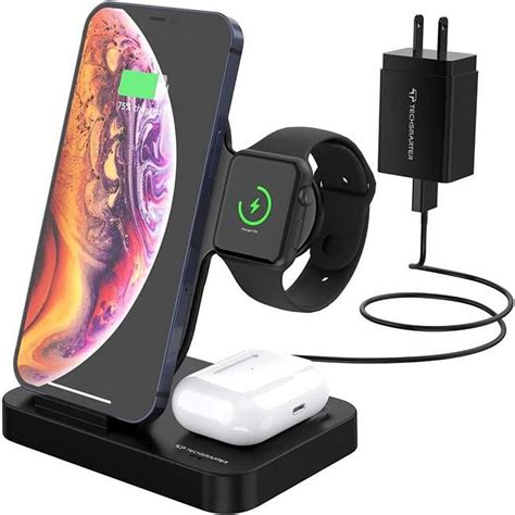 Techsmarter 3 In 1 Qi Wireless Charger And Dock Fast Charging Station