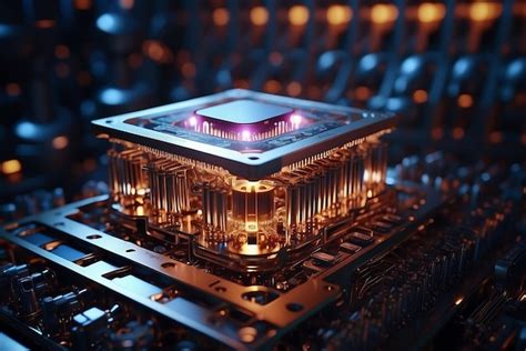 Premium Photo Core Of Artificial Intelligence Processor And Magic Light Inside Machine