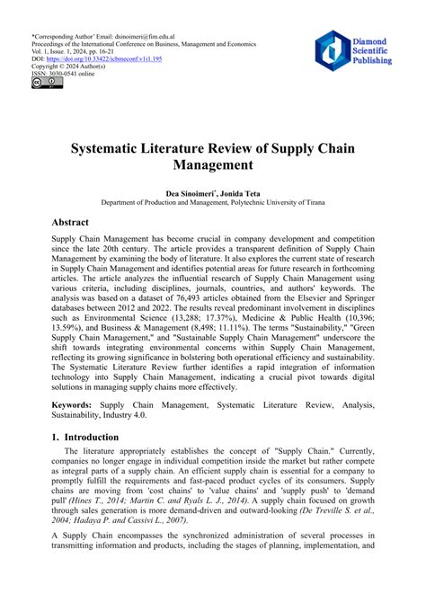 pdf systematic literature review of supply chain management
