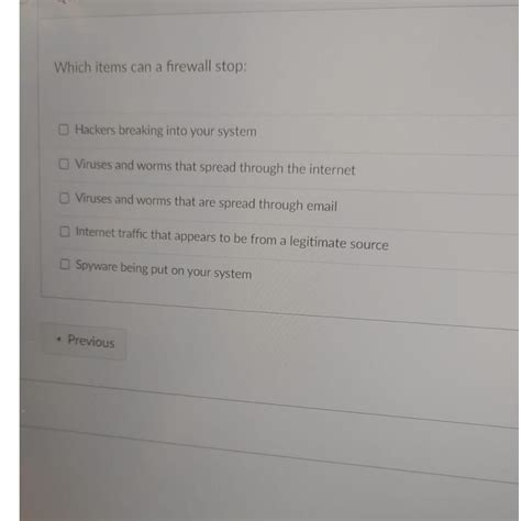 Solved Which Items Can A Firewall Stop Hackers Breaking Into