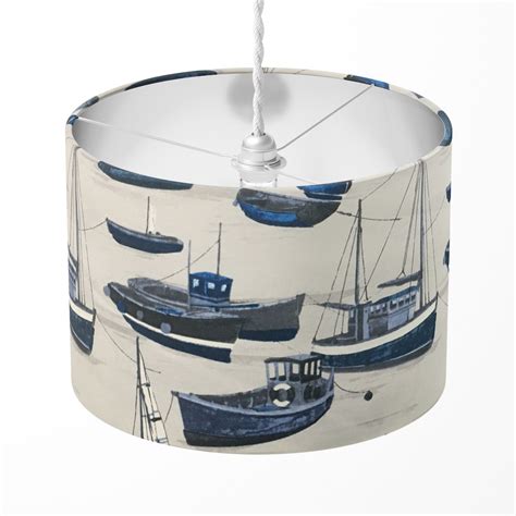 Nautical Lampshade Blue White Lampshade Boat Lamp Shade Ocean