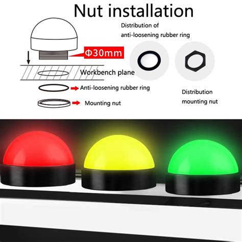 24V Safety Three Color Warning Light Alarm LED Hemispherical Waterproof Indicator Style 2