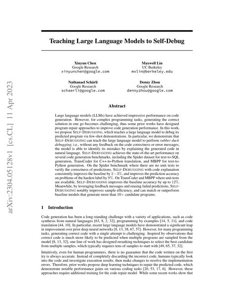 Pdf Teaching Large Language Models To Self Debug