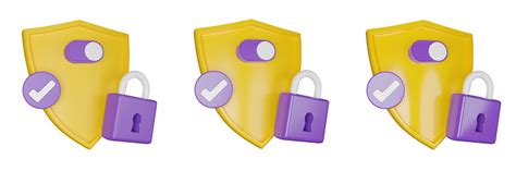 3d Shield Secure Icon Authentication Lock Check Mark Render Concept