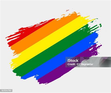 무지개 프라이드 깃발은 흰색 바탕에 붓으로 그렸습니다 Lgbt 권리 개념입니다 현대 자부심 퍼레이드 포스터 벡터 그림 0명에 대한 스톡 벡터 아트 및 기타 이미지 Istock