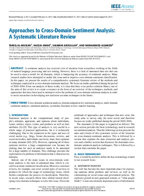 Pdf Approaches To Cross Domain Sentiment Analysis A Systematic Literature Review