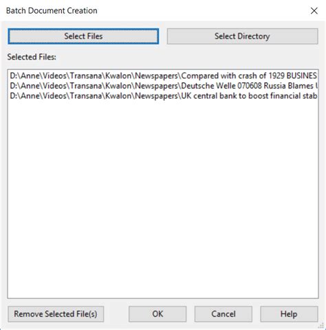 batch document creation transana online tutorial
