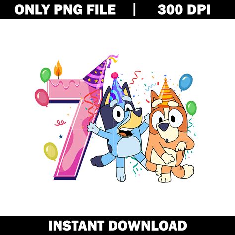 Bluey Bingo Happy 7th Birthday Png Bluey Cartoon Png Logo Inspire Uplift
